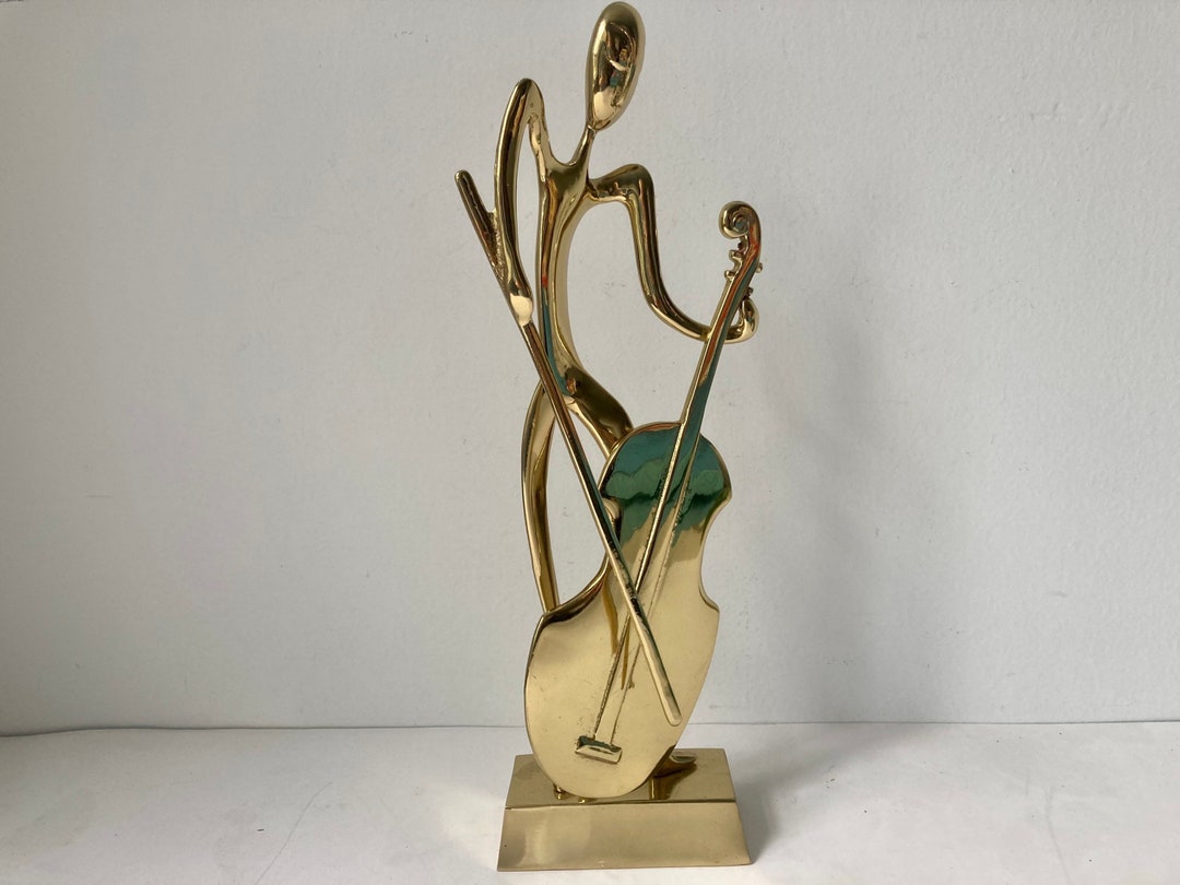 Brass Cello Player Paperweight Figurine 12 Instrument Musician Cellist ...