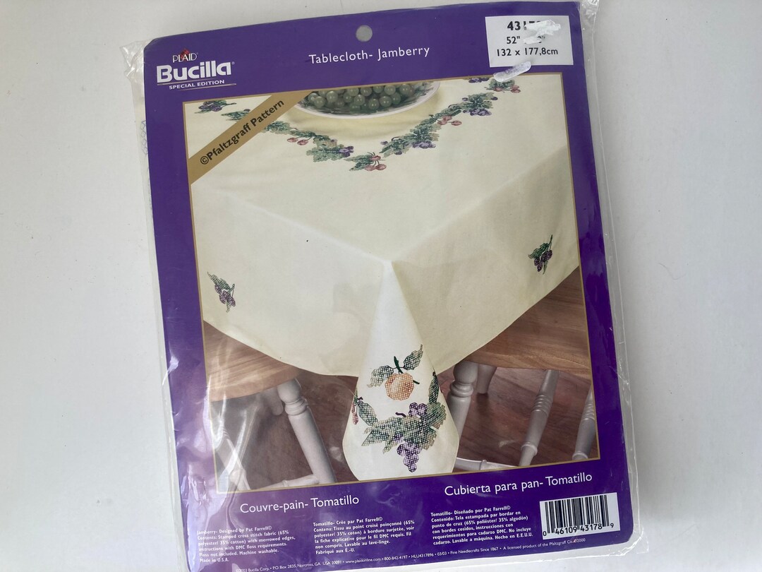 Bucilla Tablecloth Kit Cross Stitch Embroidery Pfaltzgraff Jamberry ...