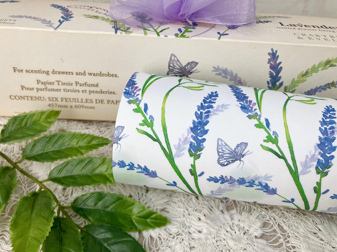 4 Sheets Lavender Botanical Print Drawer Liners Crabtree & Evelyn 18x24 ...