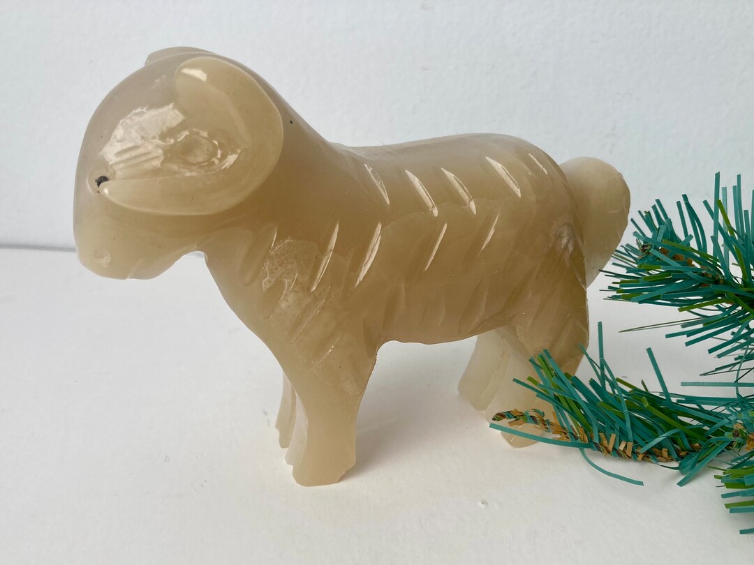 Carved Sheep Ram Stone Alabaster Marble Figure Figurine 5 Vintage Decor ...