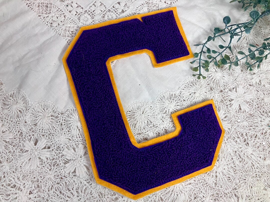 Varsity Letter C Patch Purple Golden Yellow Chenille 8" High School ...