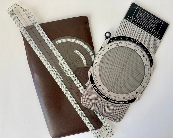 Metal Flight Aviation Calculator Computer Leather Holder Pouch Jeppesen ...