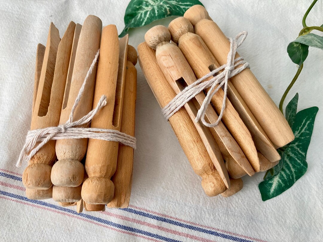 20 Wooden Peg Clothespins Farmhouse Clothes Pins Crafting Laundry ...