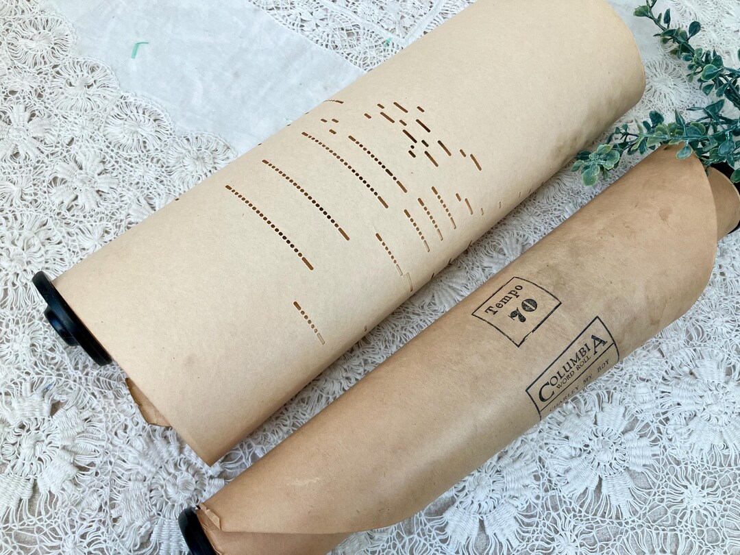 2 Paper Piano Rolls Player W/ Box Random Selection Reticulated Pierced ...