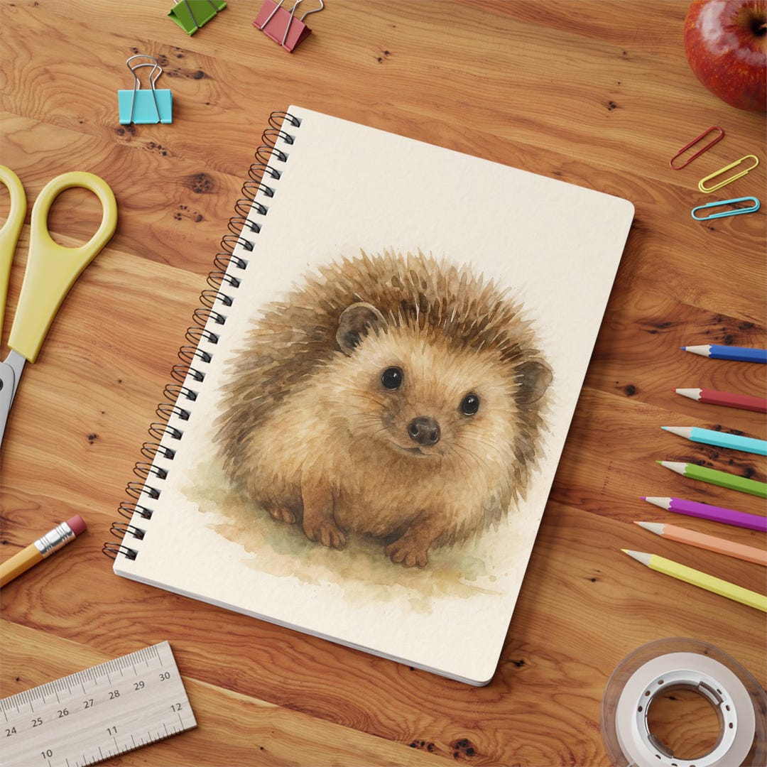 Hedgehog Watercolor Notebook, Cute A5 Journal, Gift for Nature Lovers ...