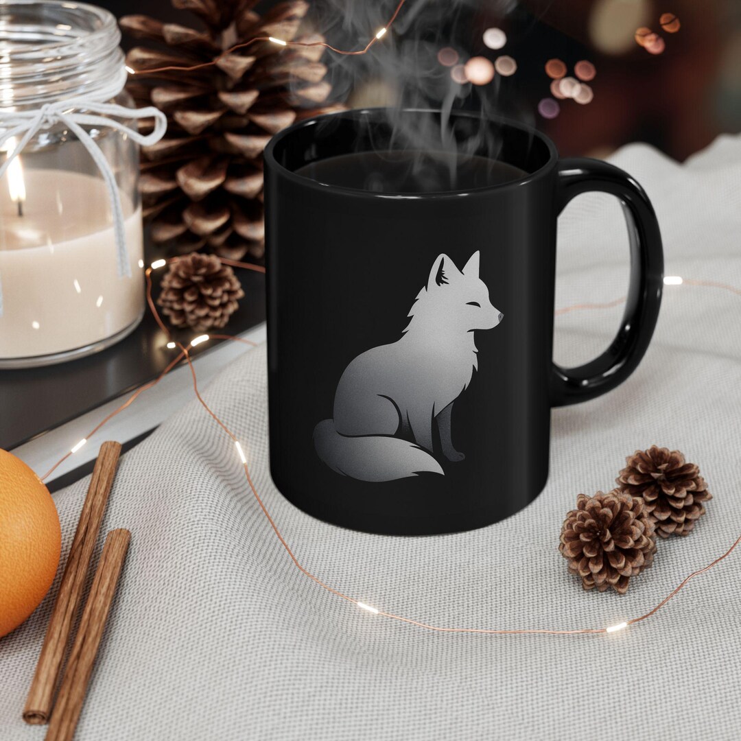 Elegant Silver Arctic Fox Mug - Cozy Home Decor, Cute Gift for Animal ...