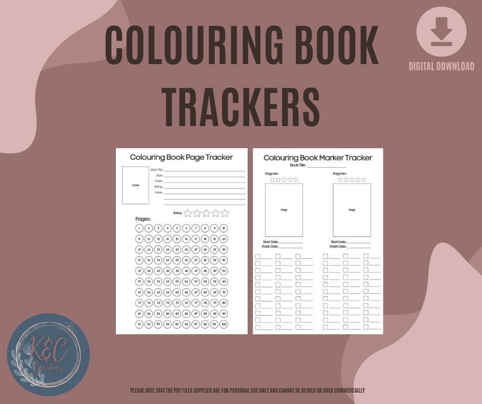 Colouring Book Page and Marker Tracker - Digital PDF Colouring Book ...
