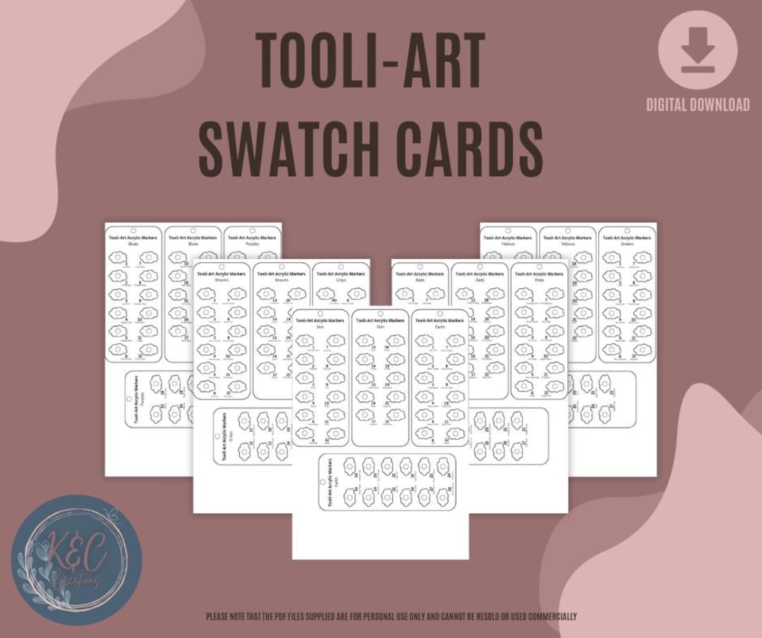 Tooli-art Acrylic Marker Swatch Sheets - Digital PDF Swatch Template ...