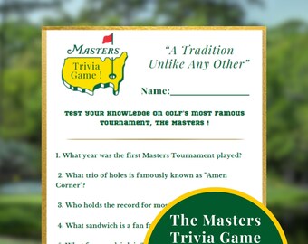 Masters Golf Trivia Game | Editable Canva Template | Printable Golf ...