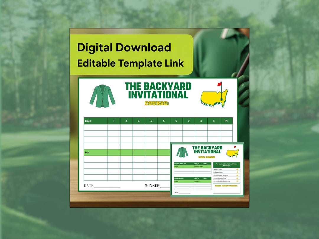 Golf Scorecard Template – Printable Golf Tournament Scorecard, Golf ...