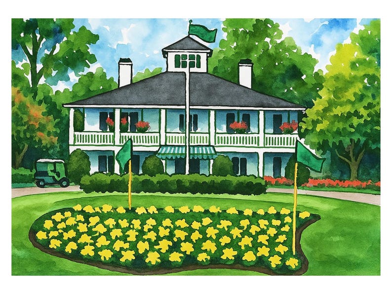 The Masters Digital Print – Augusta Clubhouse Watercolor Art Download ...