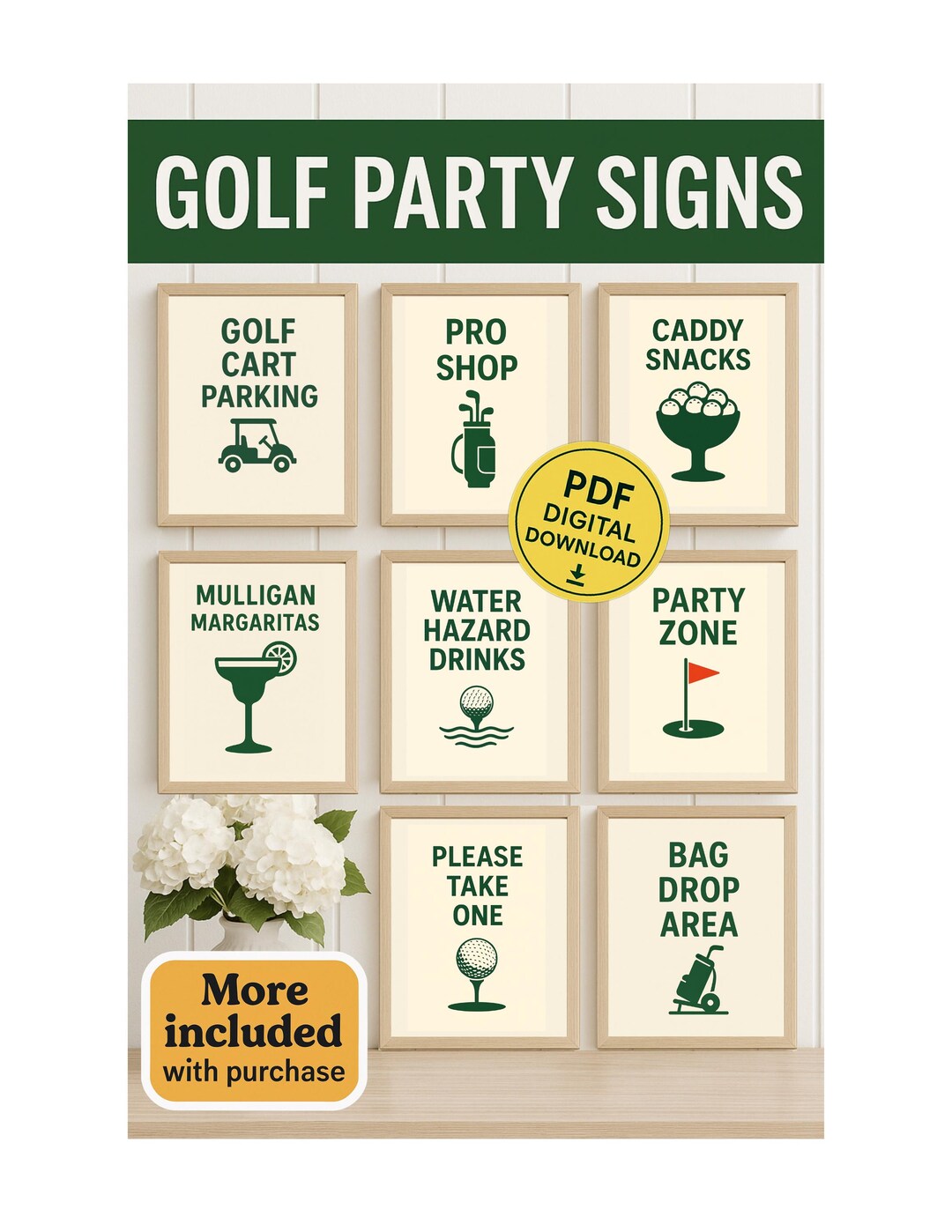 Golf Party Decor: Golf Party Signs Bundle – 14 Printable Décor Signs ...