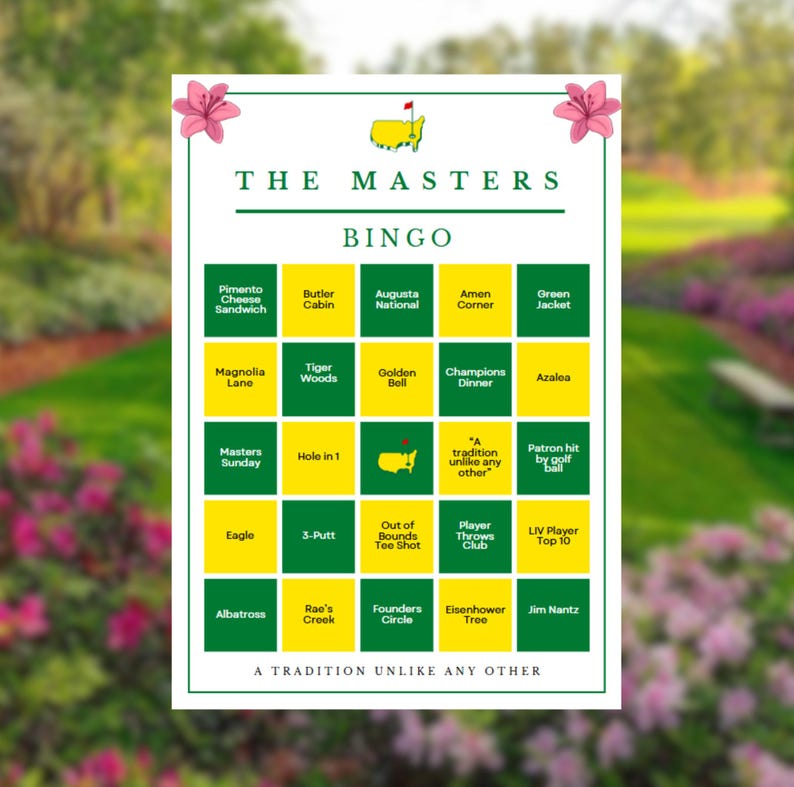 The Masters Bingo – Golf Watch Party Printable | Augusta National ...