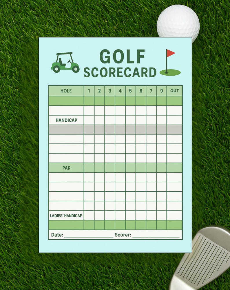 Golf Scorecard Printable – 9 Hole Digital Download, Editable PDF Golf ...