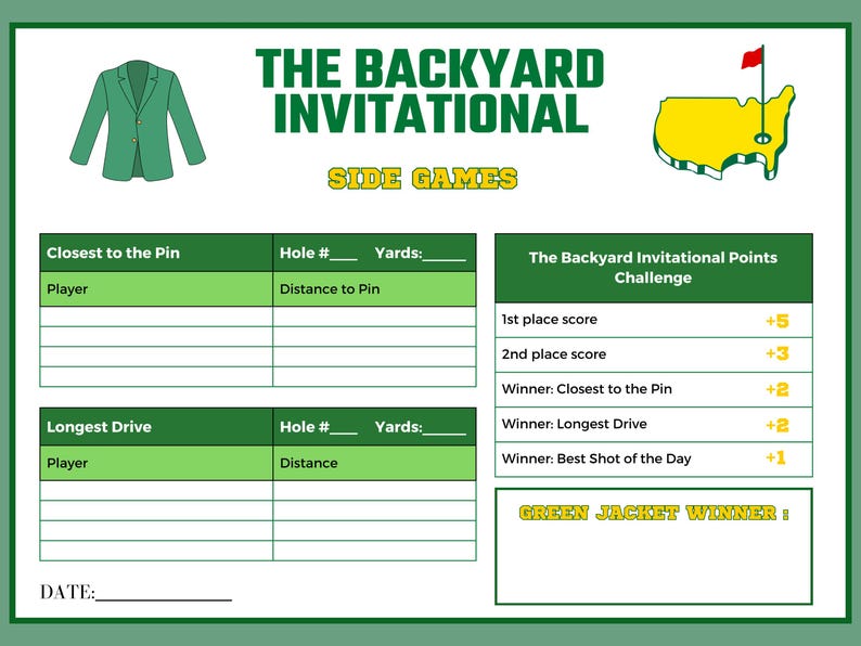 Golf Scorecard Template – Printable Golf Tournament Scorecard, Golf ...