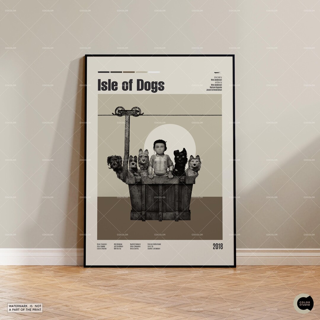 Isle of Dogs, Wes Anderson, Retro Movie Poster, Midcentury Modern ...