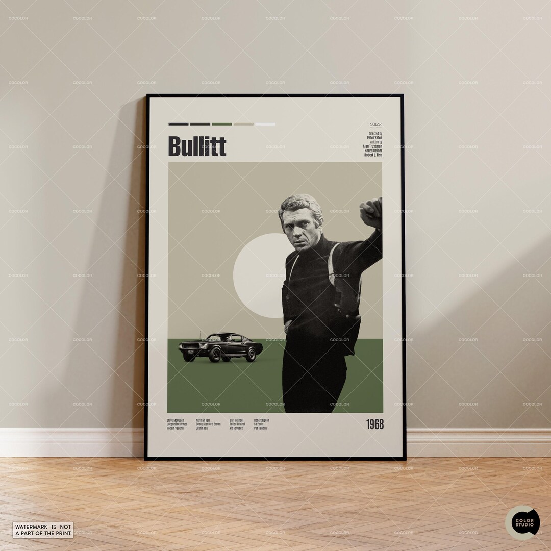 Bullitt, Retro Movie Poster, Midcentury Modern, Retro Tv Show Poster ...