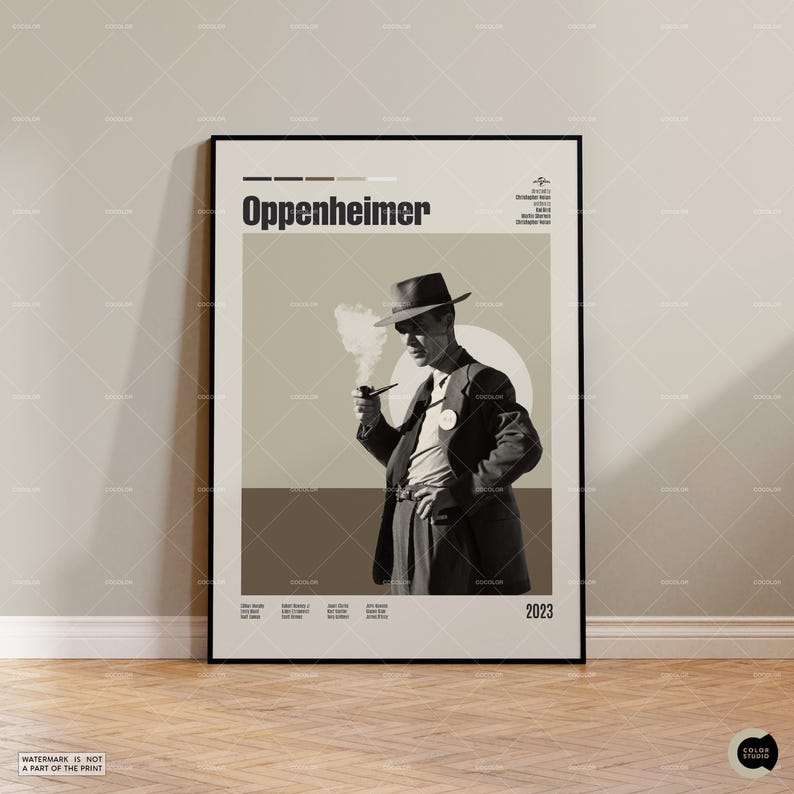 Oppenheimer, Christopher Nolan, Retro Movie Poster, Midcentury Modern ...