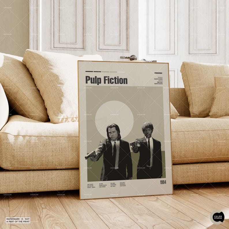 Pulp Fiction, Quentin Tarantino, John Travolta, Uma Thurman, Vintage Retro, Retro Modern, Mid ...