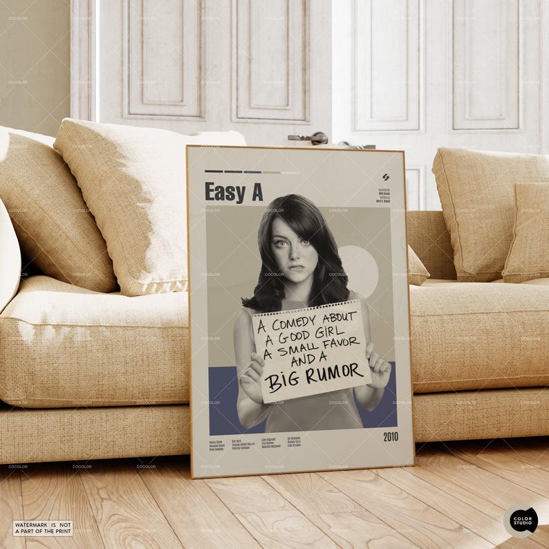 Easy A, Retro Movie Poster, Midcentury Modern, Retro Tv Show Poster ...