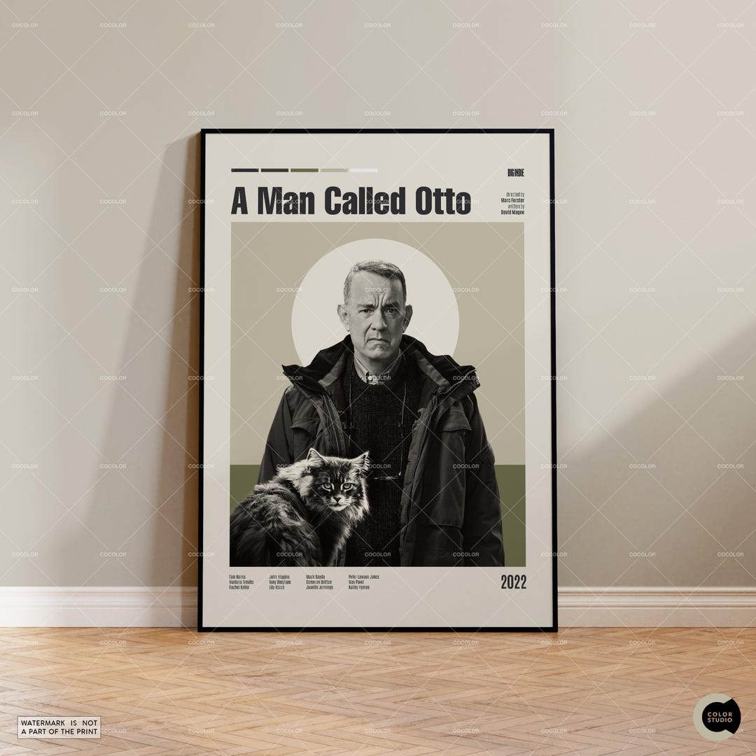 A Man Called Otto, Tom Hanks, Retro Movie Poster, Midcentury Modern ...