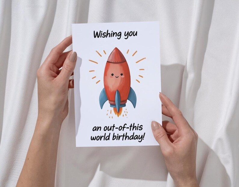 Printable Rocket Ship Birthday Card - Etsy