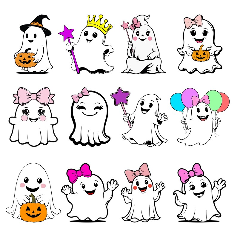 40 Cute Ghost Clipart PNG | Friendly Halloween Ghost Illustration ...