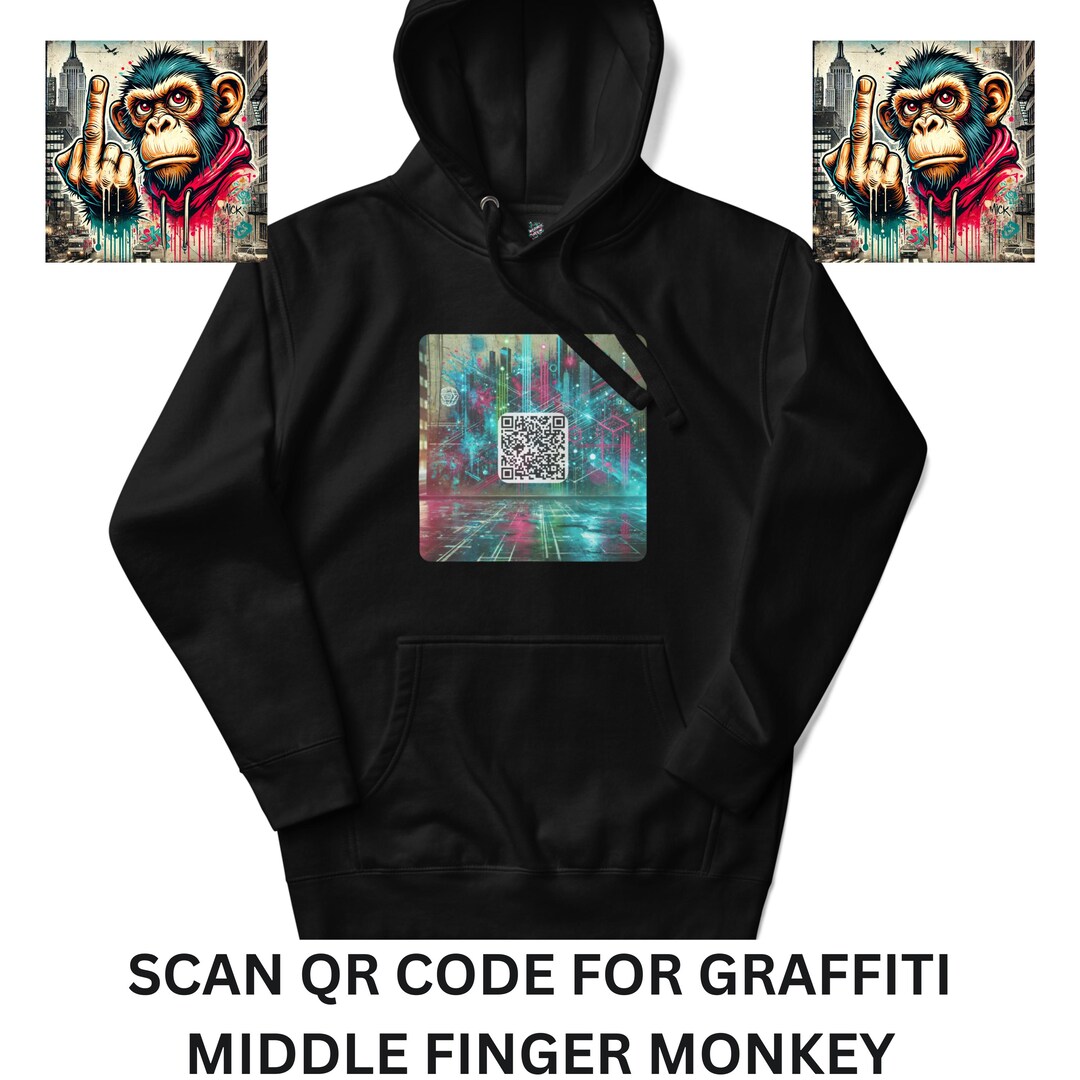 QR Graff Middle Finger Monkey Hoodie - Etsy