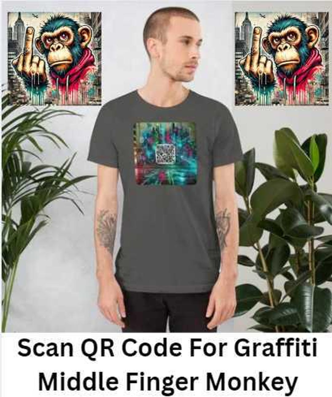 QR Graff Middle Finger Monkey - Etsy