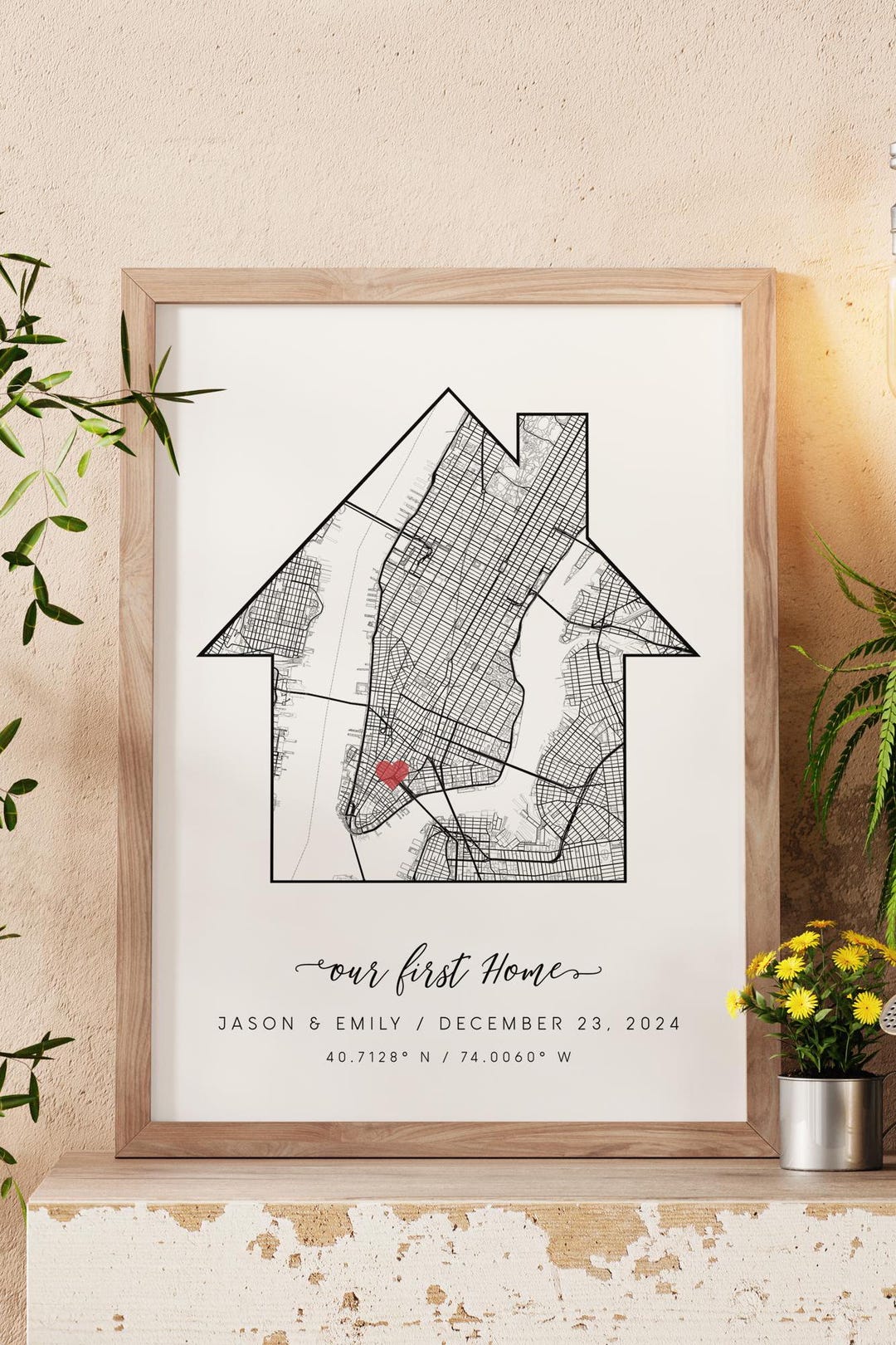 Our First Home Map,where It All Began,anniversary Gift,housewarming ...