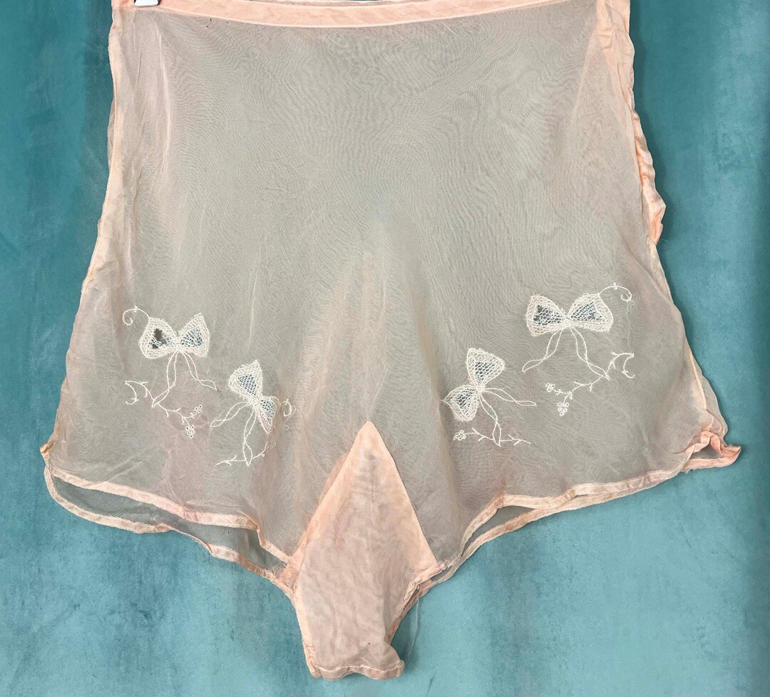 Antique 1920s Sheer Peach Silk Tap Pants Panty Flapper 30s Bow ...