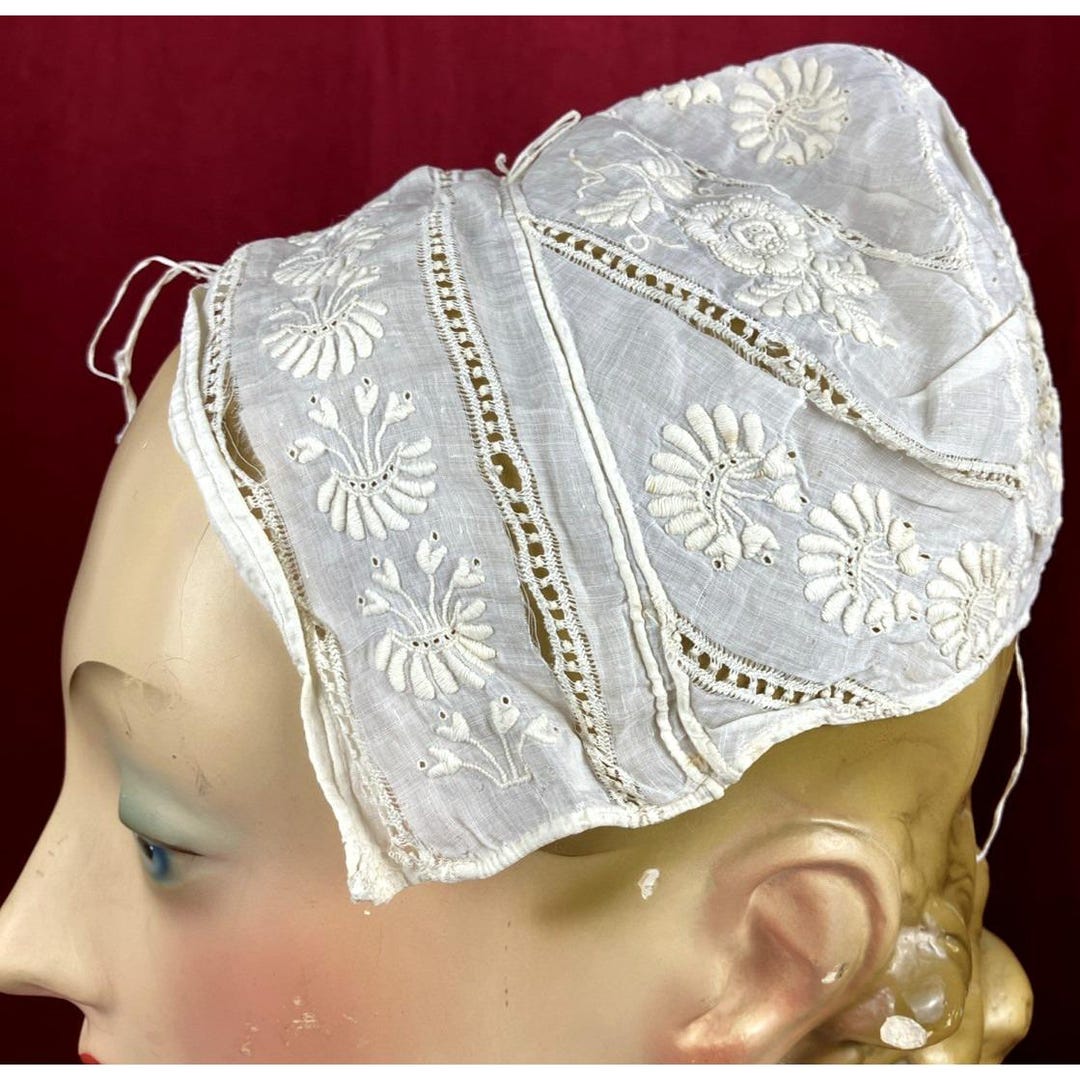 Antique 1800 - 1830s Regency Bonnet Cap Famcy Floral Embroidery - Etsy