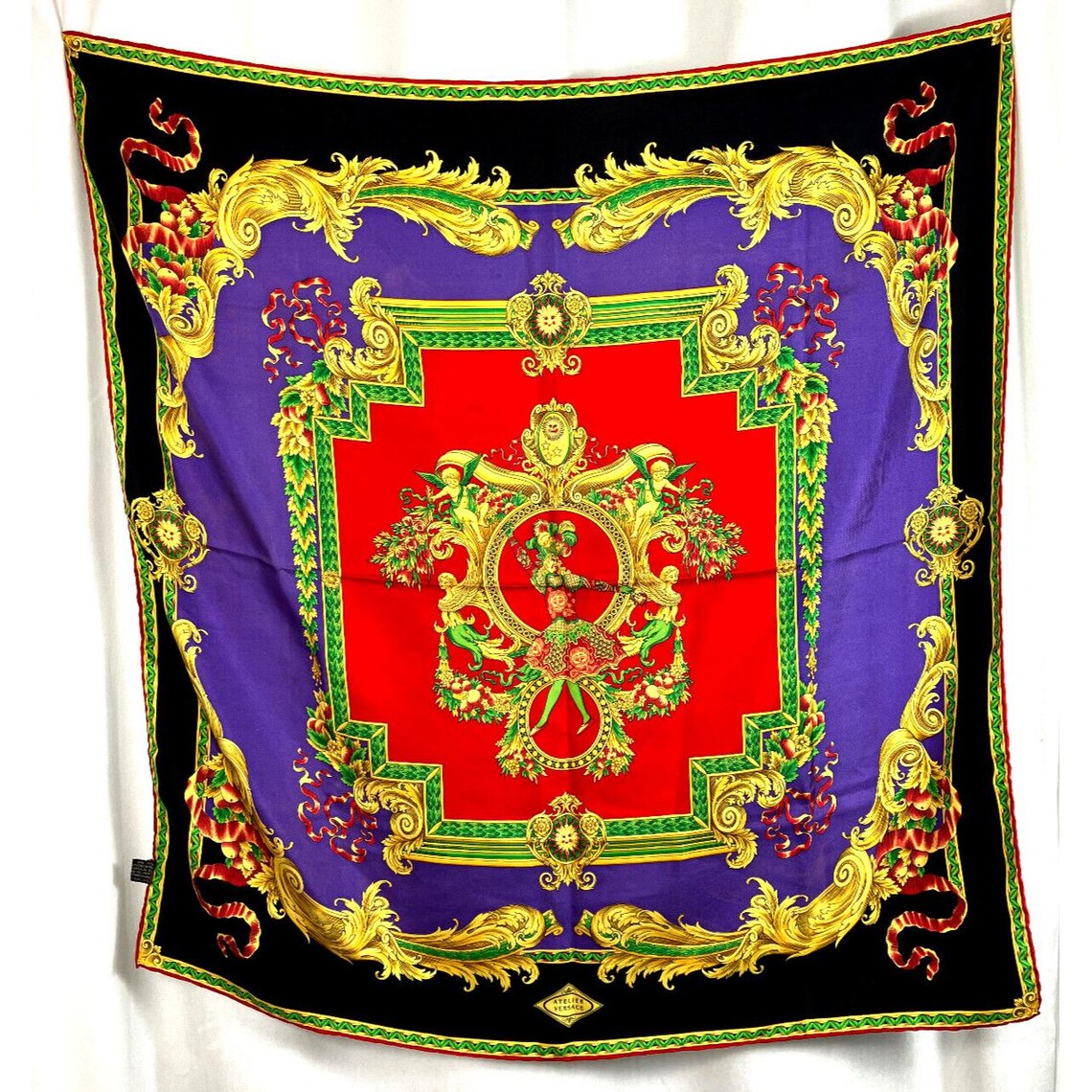 RARE Vintage Early 90s Atelier Gianni Versace Jester Baroque Scarf Silk ...