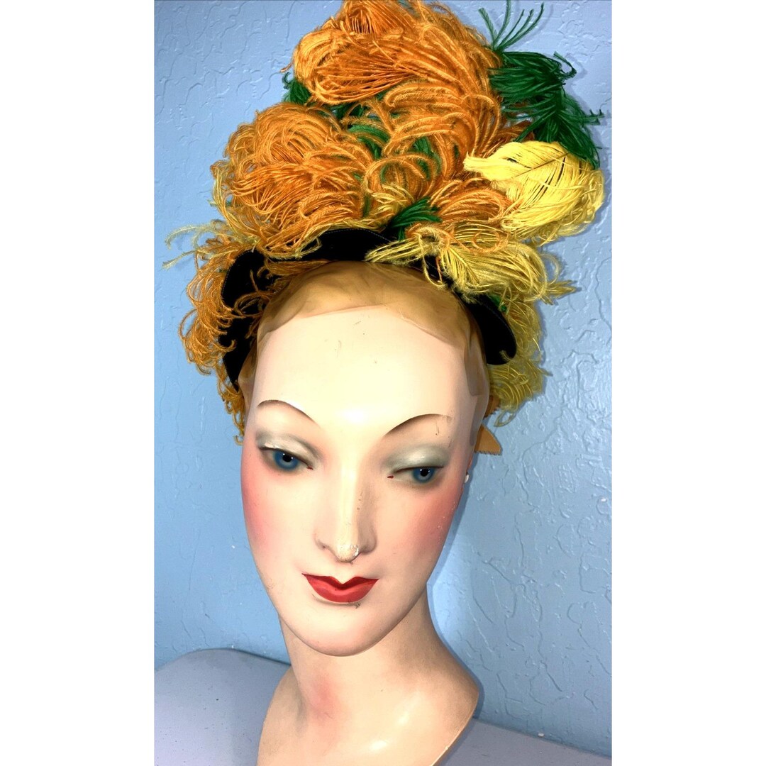 Wild 40s Feather Cancan Style Hat Follies Gay 90s - Etsy