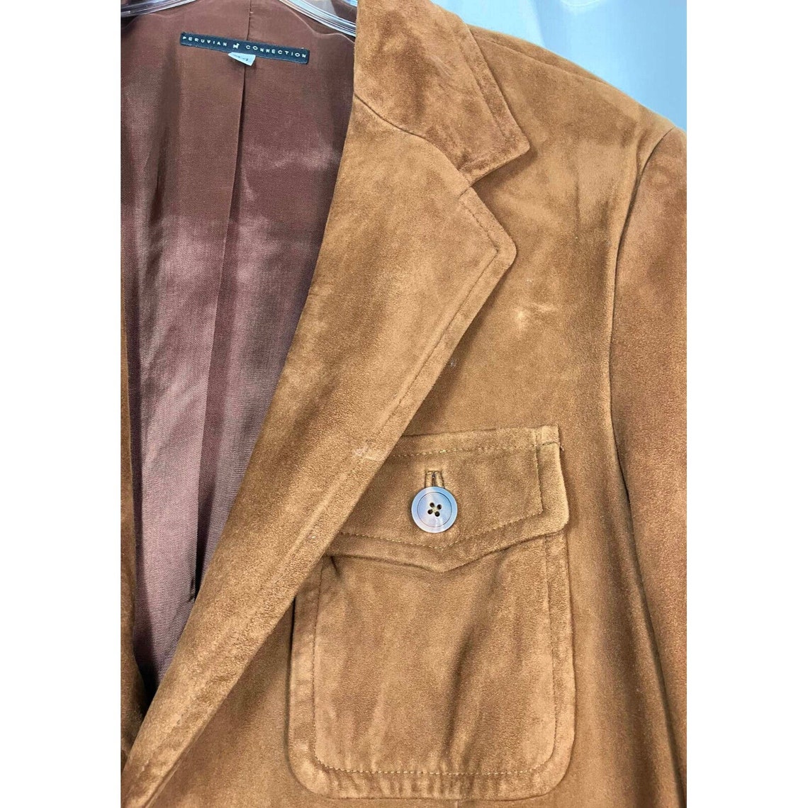 44 Peruvian Connection Men's Suede Jacket Brown Safari 2 Button - Etsy