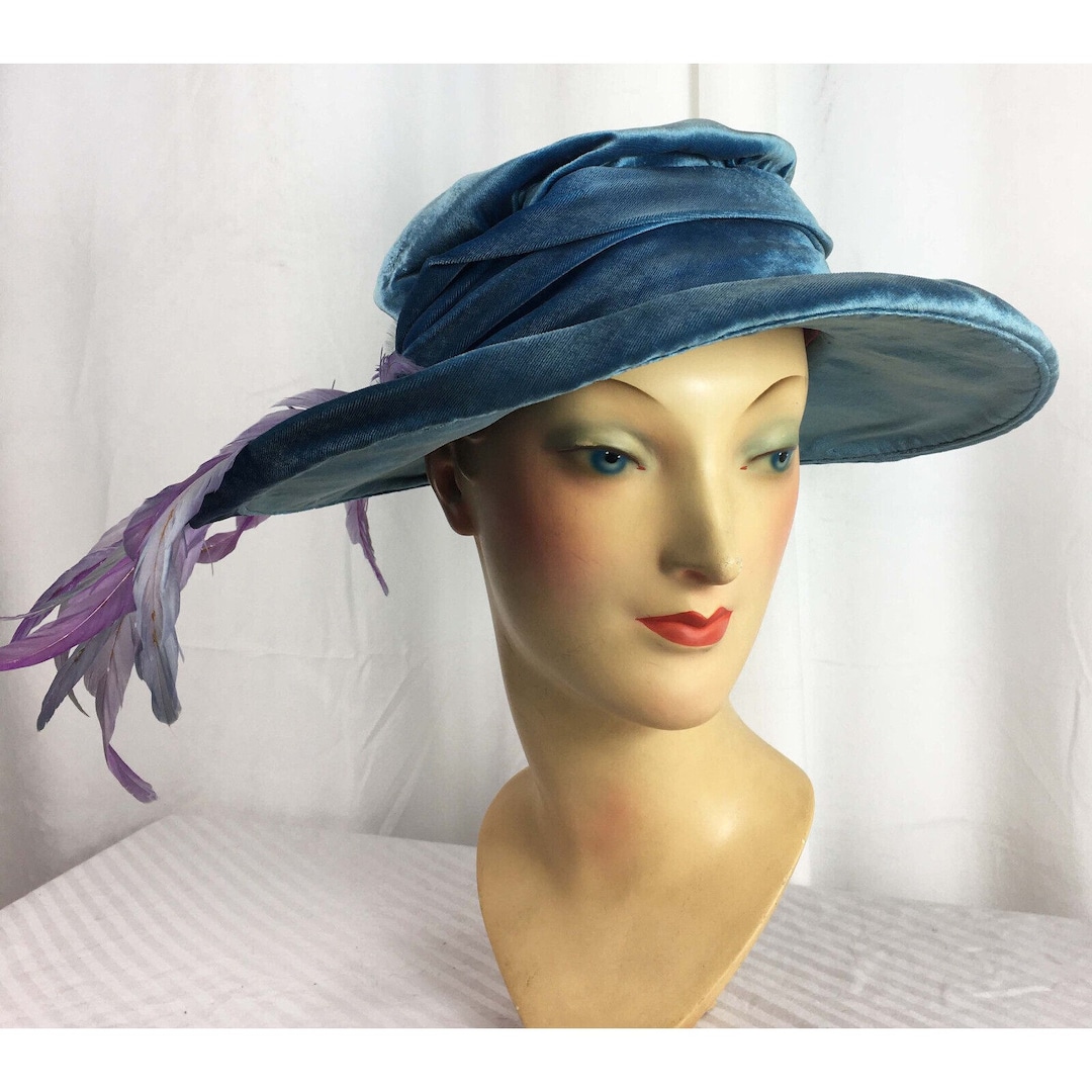 Edwardian Early 20s New York Label Blue Velvet Hat Purple - Etsy