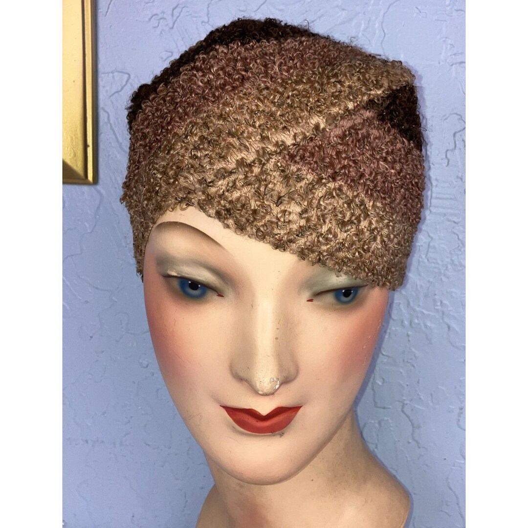 SO DECO Sz 22 20s Turban Cloche Cocktail Stripe Persian Lamb - Etsy