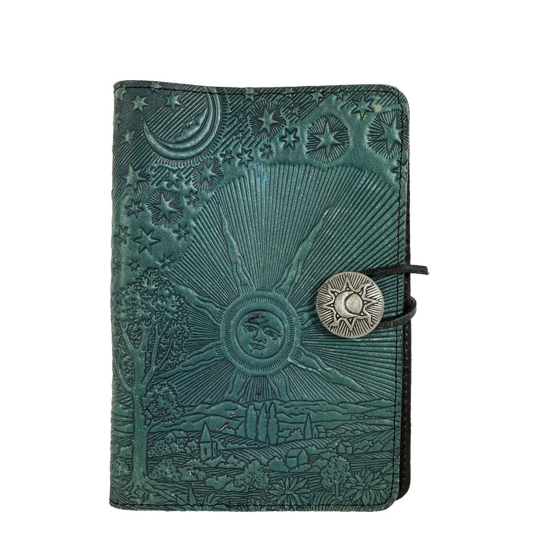 Vintage Oberon Design Celestial Landscape Sun Moon Journal Cover Tooled ...