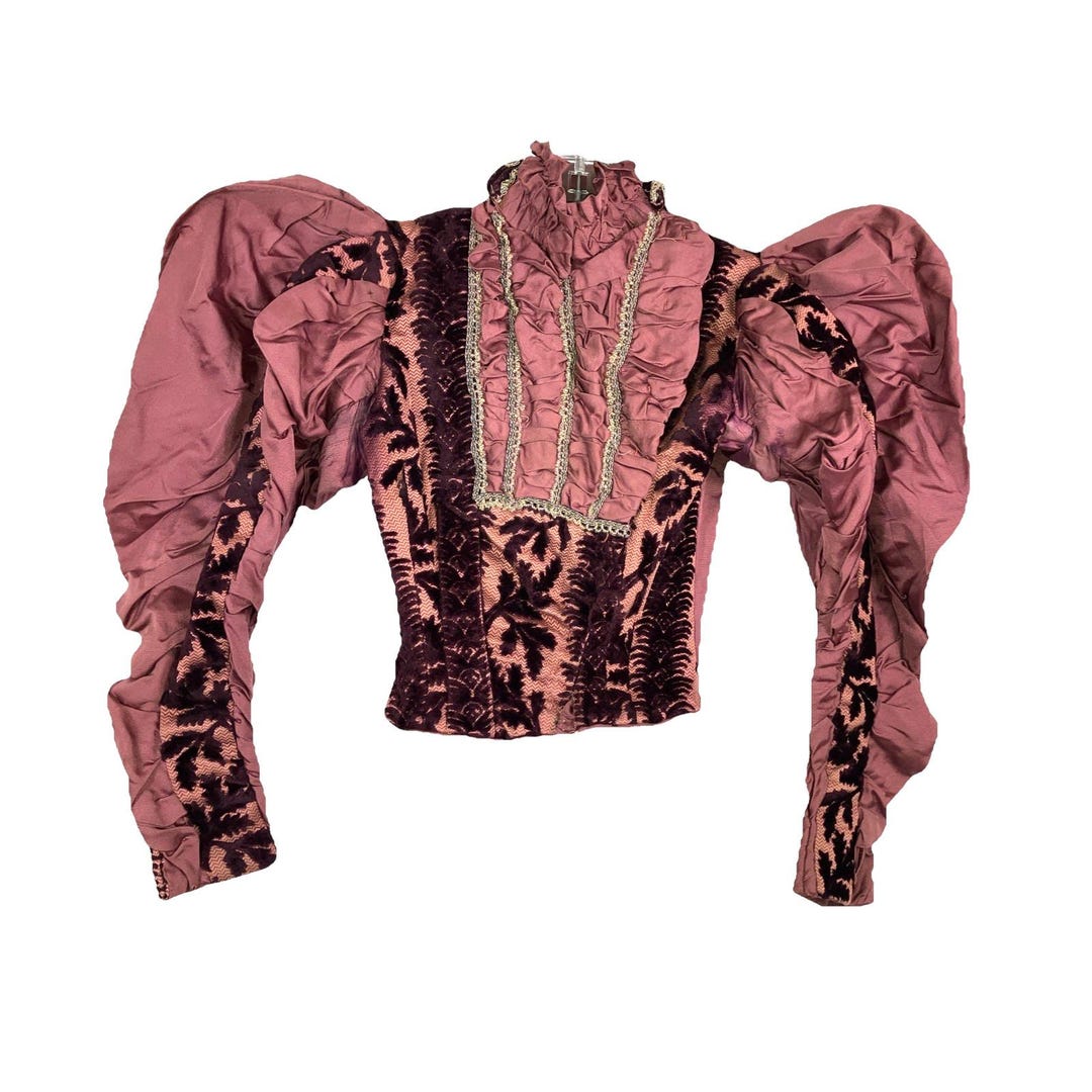 Antique Victorian 1890s Puff Mutton Chop Sleeve Bodice Cut Velvet 1894 ...