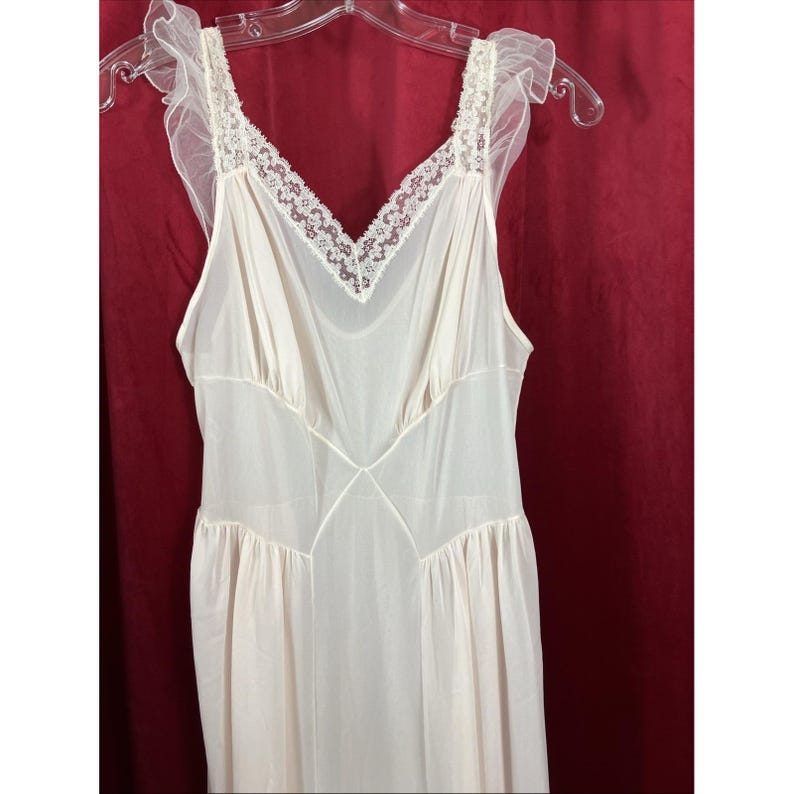 Vintage Formfit Rogers Nylon Nightgown Gown Chiffon Ruffle Panel Seam ...