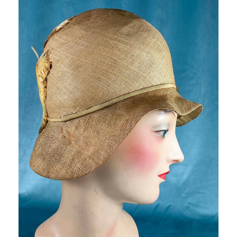 1920s Harry Hayman NY Paris Bell Cloche Natural Straw 20s Flapper Hat ...