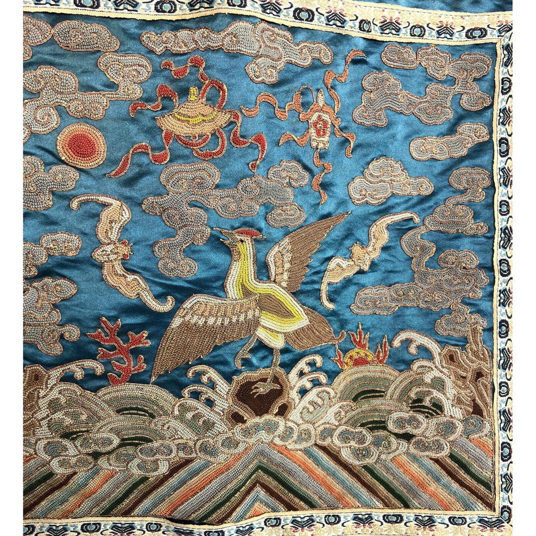 Antique Vintage Chinese Forbidden Stitch Rank Badge Wild Goose Symbols ...