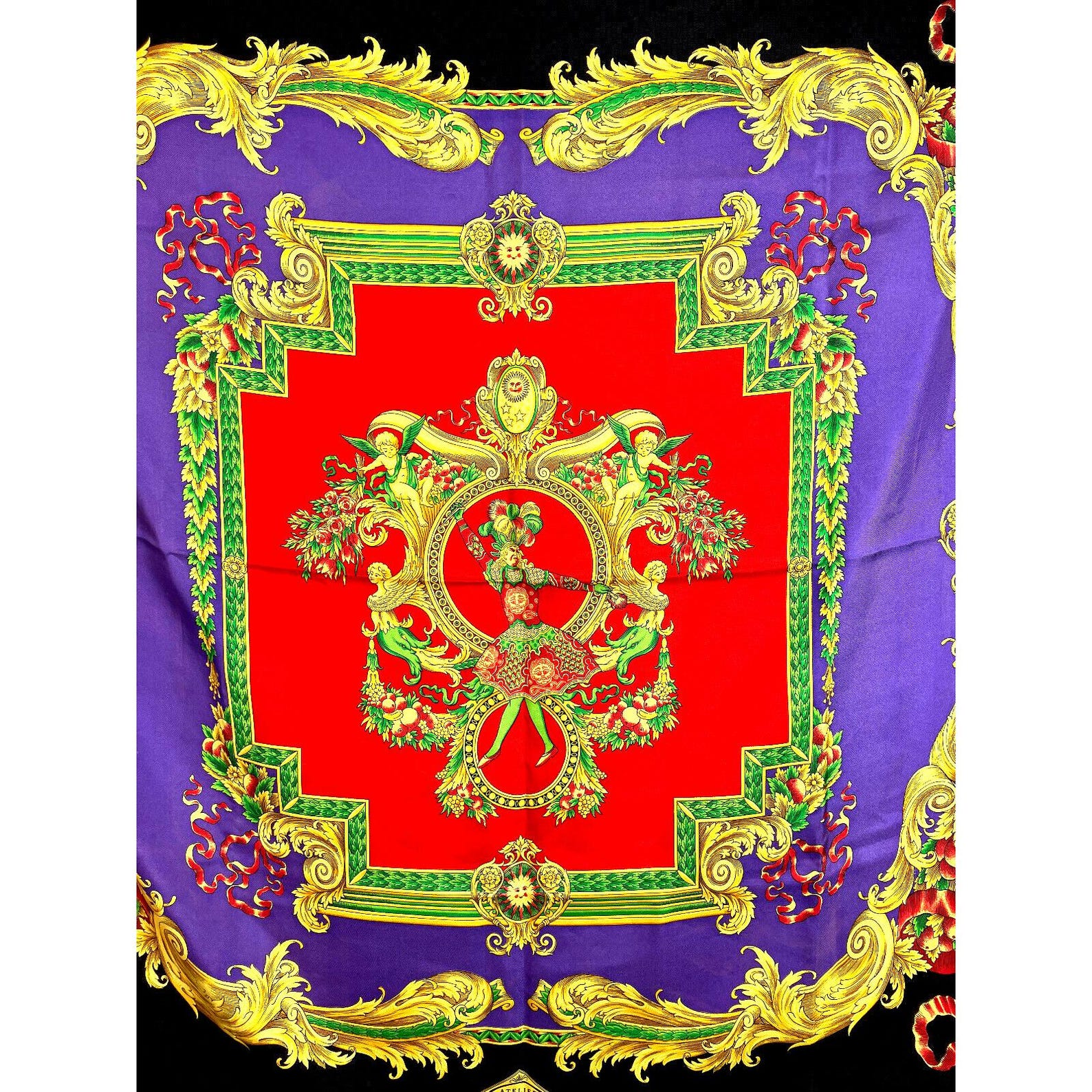 RARE Vintage Early 90s Atelier Gianni Versace Jester Baroque Scarf Silk ...
