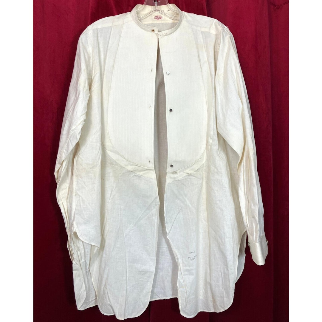 Vintage 20s Mens Wedding French Cuff Shirt W Orig Studs Cufflinks Bib ...