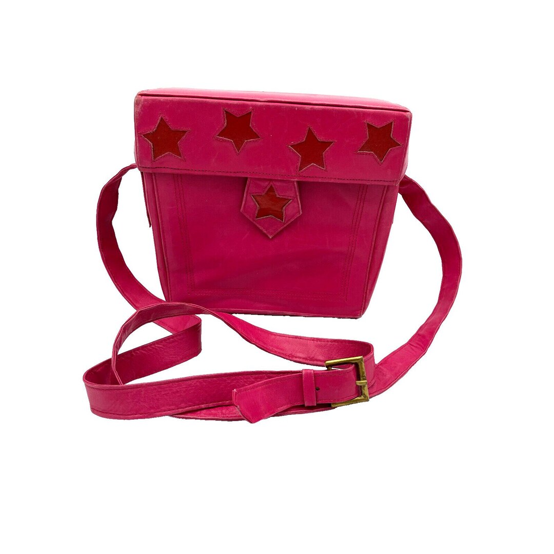 Vintage 80s Barbara Bolin Box Back Hot Pink Stars Cross Body - Etsy