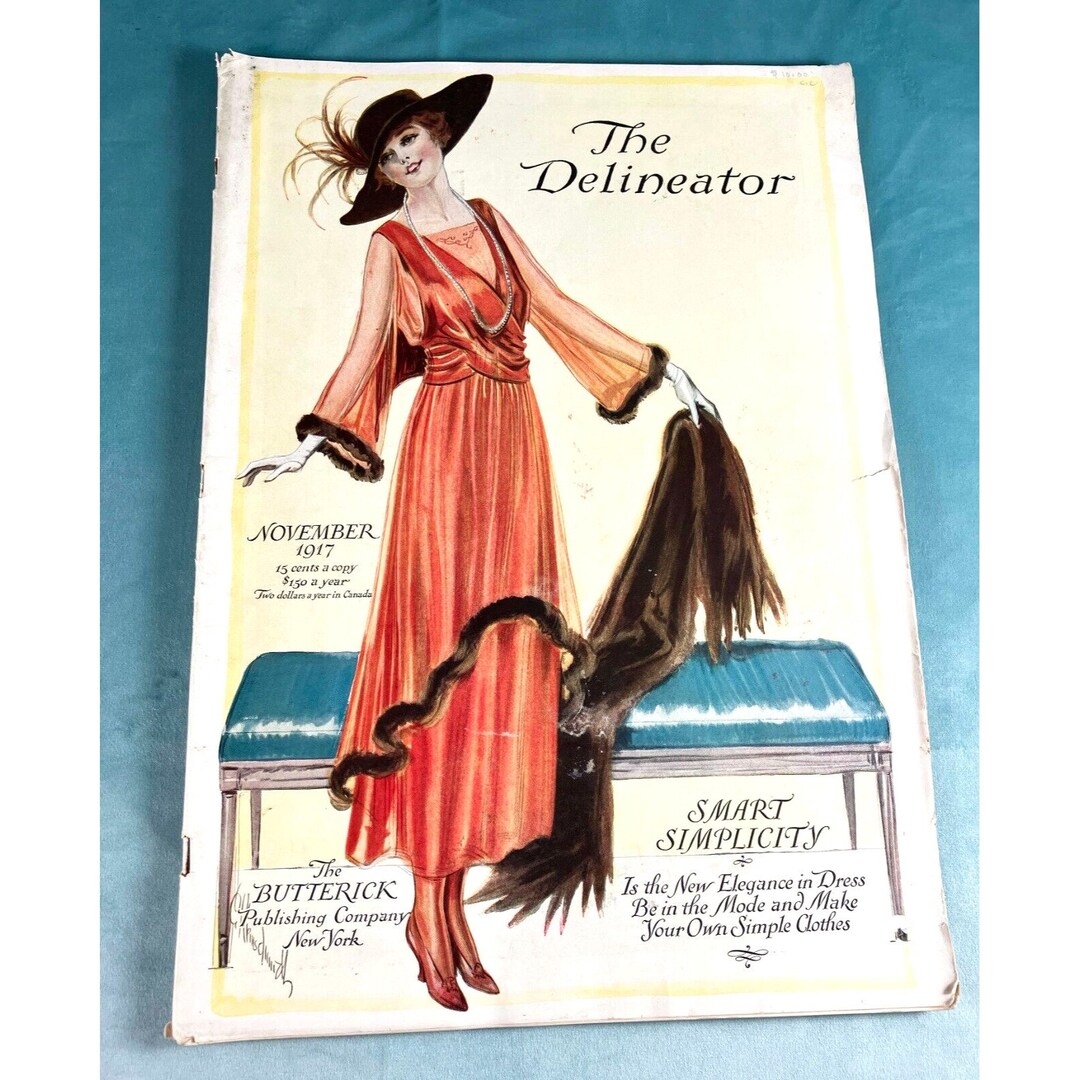 The Delineator Nov 1917 Color Fashion Plate Edwardian Magazine - Etsy