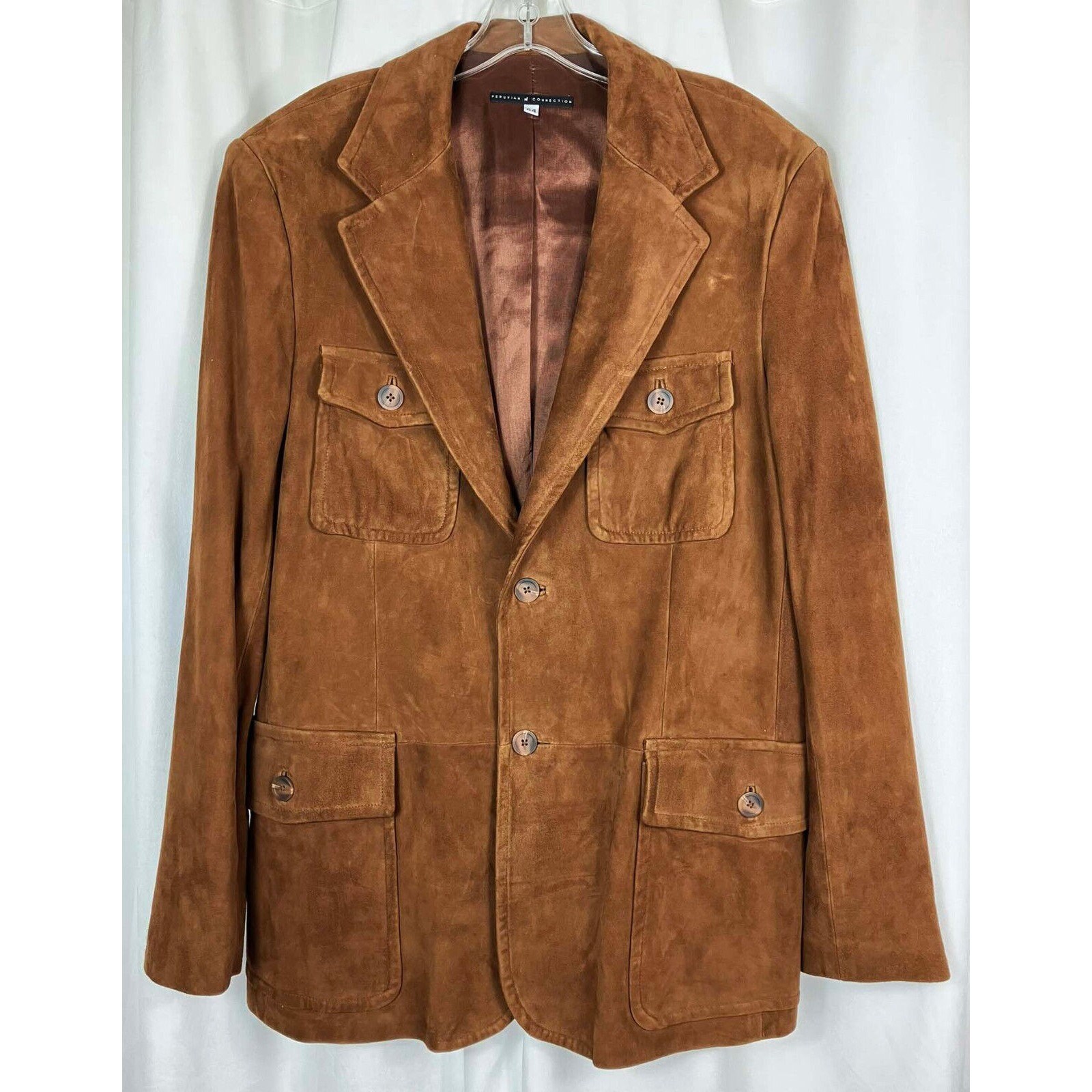 44 Peruvian Connection Men's Suede Jacket Brown Safari 2 Button - Etsy