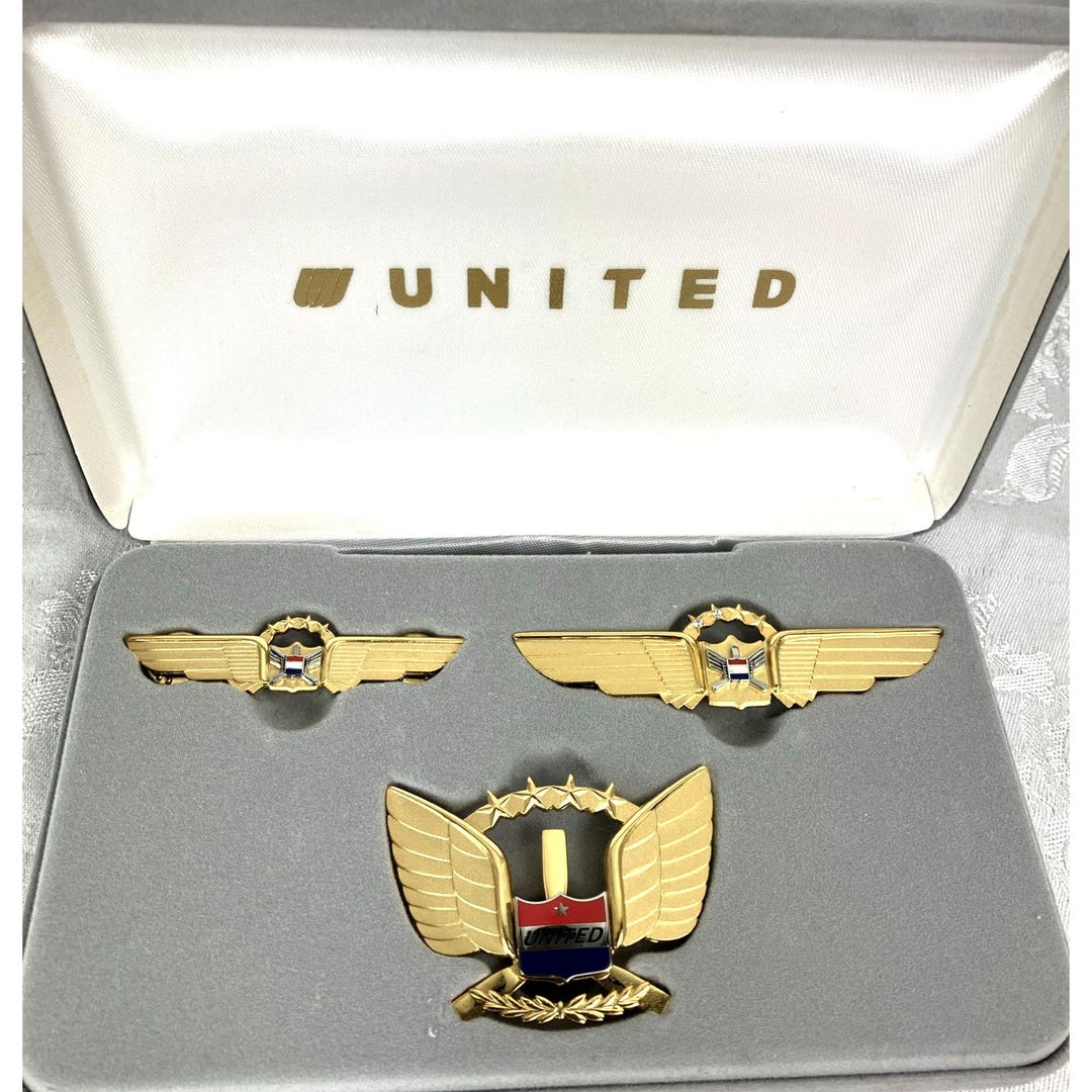 Vintage United Airlines 4 Star Pilot Graduation Wing Pin Set - Etsy
