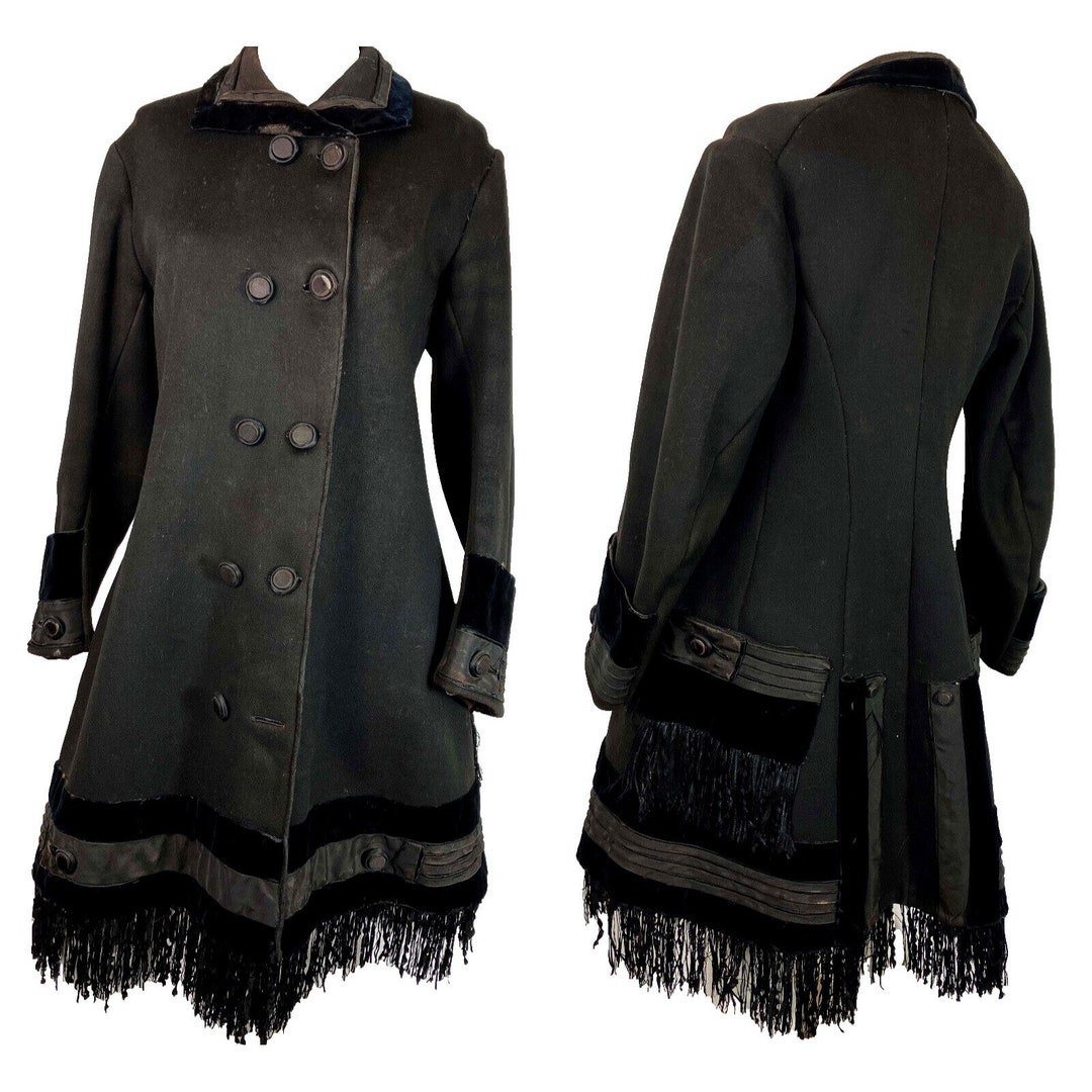 RARE C 1880 - 82 Natural Form Bustle Era Coat Travel Wool Carriage ...