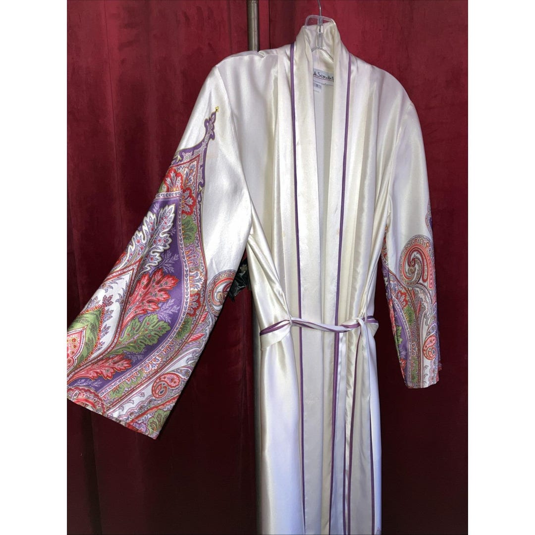 Vintage Fernando Sanchez Silk Robe With Paisley Scarf Print Design - Etsy